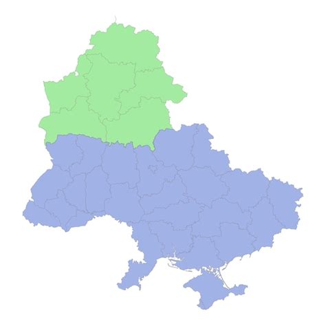 ウクライナとベラルーシの高品質の政治地図で地域や州の境界が表示されます プレミアムベクター