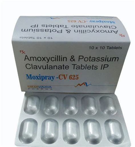 Moxipray CV 625 Amoxicillin Potassium Clavulanate Tablets Ip 625 Mg At