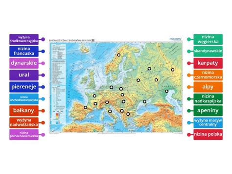 Mapa Fizyczna Europa Rysunek Z Opisami