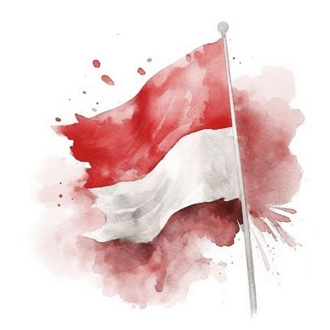 Bandera Roja Y Blanca De Indonesia Con Concepto De Acuarela Generado