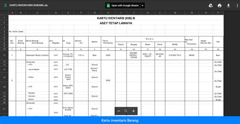 Contoh Format Inventaris Barang Kantor Excel