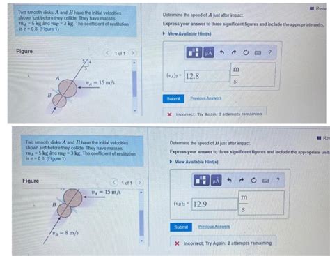 Solved Two Smooth Disks A And B Have The Initial Velocities Chegg