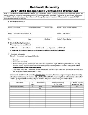Fillable Online Independent Verification Worksheet Fax Email