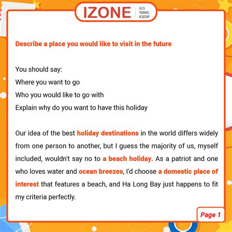 IELTS Speaking describe a place Những câu hỏi thường gặp trong Part 2