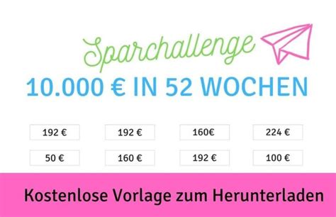 5 besten Sparchallenges über 52 Wochen kostenlos zum Ausdrucken