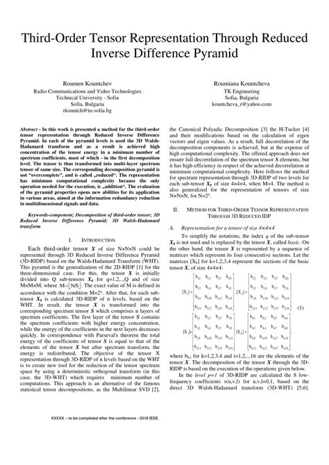 pdf third order tensor representation through reduced inverse difference pyramid