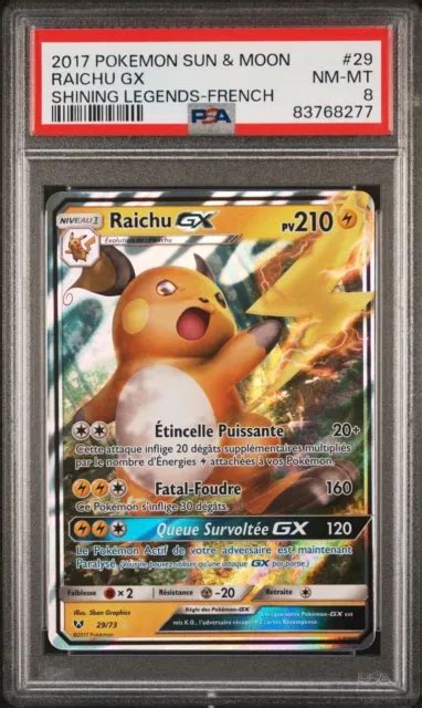 CARTE POKÉMON Raichu Gx 29 73 Légendes Brillantes FR PSA 8 EUR 15