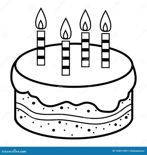 Libro Da Colorare Torta Di Compleanno Illustrazione Vettoriale