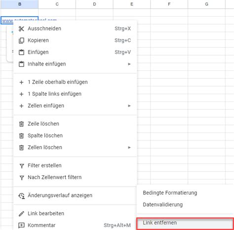 Alle Verknüpfungen in Excel und Google Sheets löschen Automate Excel