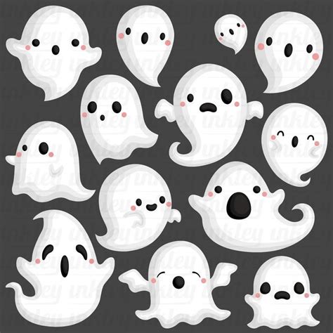 Halloween Ghost Clipart Cute Ghost Clip Art Holiday Event Etsy