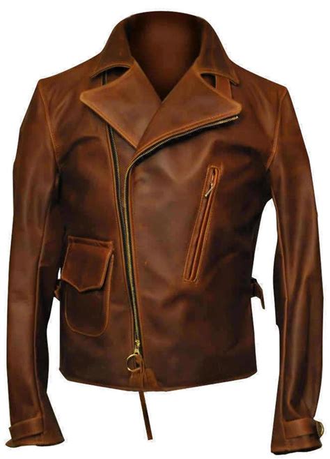 Mens Brando Cafe Racer Brown Motorcycle Leather Jacket