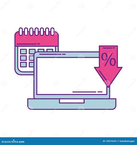 Ordenador Port Til Con Los Iconos Determinados Ilustraci N Del Vector