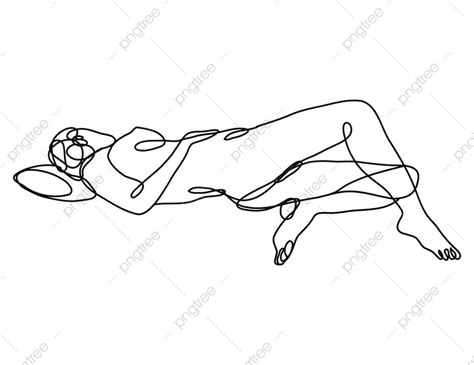 Ilustración De Dibujo De Línea Continua De Una Mujer Desnuda Reclinada