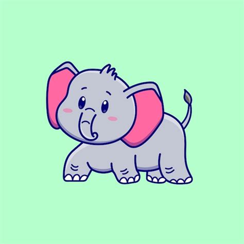 Niedlicher Cartoon Elefant In Vektorgrafiken Isolierter Tiervektor