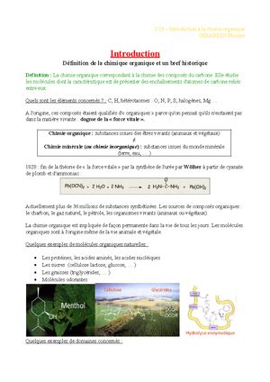 Chapitre 1 Chimie Organique nomenclature et degré doxydation
