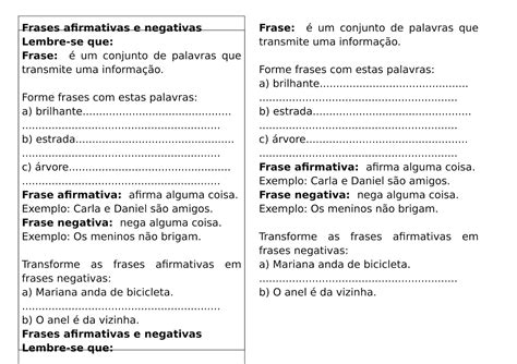 PROF DANI FRASES AFIRMATIVAS E NEGATIVAS
