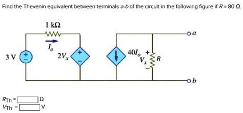 SOLVED Find The Thevenin Equivalent Between Terminals A B Of The