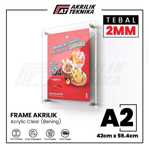 Jual Frame Akrilik A2 Bingkai Poster Dinding Display Menu Acrylic
