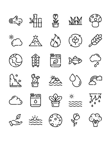 Nature Icon Set 30 Isolated On White Background 11437533 Vector Art At
