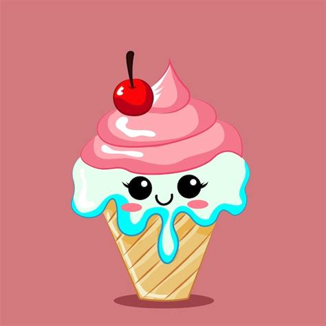 Premium Vector Strawberry Ice Cream Cone With Vanilla Icing And