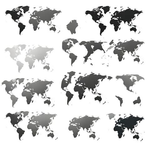 Un Mapa Del Mundo Con Un Mapa Del Mundo Gris Y Negro Vector Premium