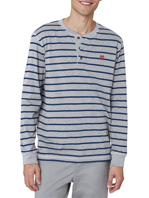 Chaps Men S Long Sleeve Striped Slub Jersey Henley Sizes XS Up To 4XB