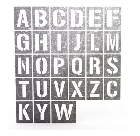 Kit Stencil Alfabeto E Números Vazados Chapa 8cm De Altura Mebuscar