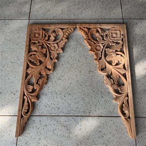 Jual Ukiran Kayu Ornamen Ukir Sudut Hiasan Dinding Ukir Jumbo 54 X 25 5