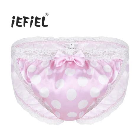 Buy Pink Mens Lingerie Panties Shiny Polka Dot Lace Floral Back Ruched High Cut