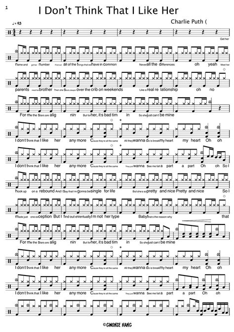 Charlie Puth I Dont Think That I Like Her By Gwon S Drumlesson