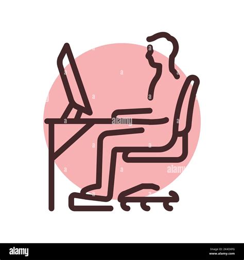 Icono de línea de color de postura correcta sentado Pictograma para