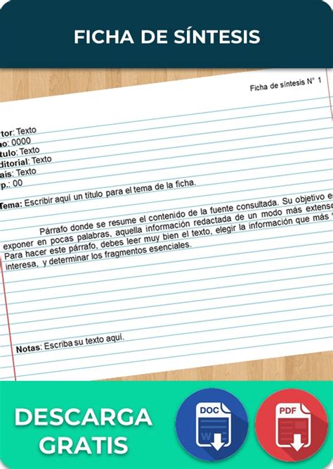 Ficha de síntesis Ejemplos Plantillas Word Excel Canva