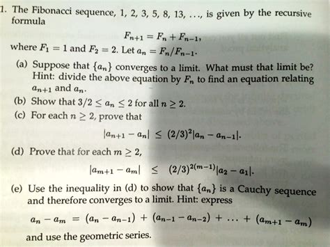 solved the fibonacci sequence 1 2 3 5 8 13 is given by the recursive formula fn 1 fn