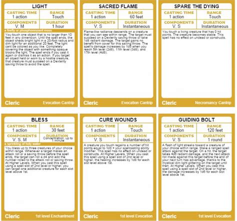 D D E Spell Cards Printable Pdf