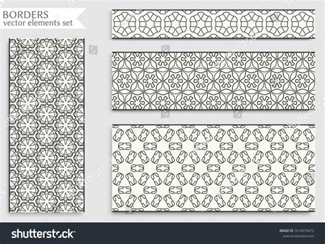 Seamless Black Line Borders Set Geometric Stock Vector Royalty Free