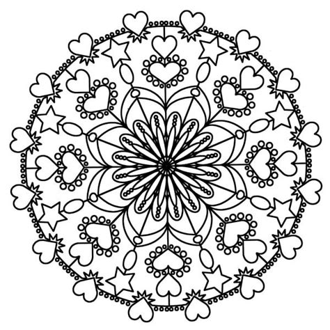 Mandala Básica de Corazón en Círculo para colorear imprimir e dibujar
