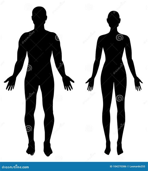 Siluetas Del Hombre Y De La Mujer En Negro Ilustración del Vector