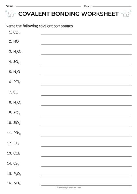 Free Printable Covalent Bonding Worksheets