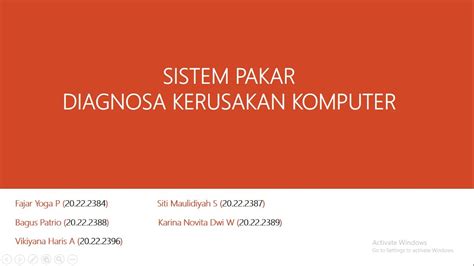 Sistem Pakar Diagnosa Kerusakan Komputer Dengan Metode Fordward