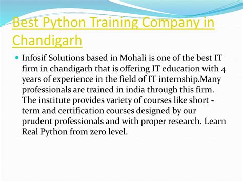 Ppt Best Python Training Company In Chandigarh Powerpoint