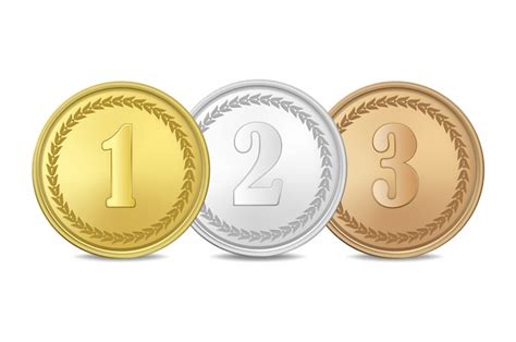 Médailles D or D argent Et De Bronze Sur Fond Blanc Les Premier