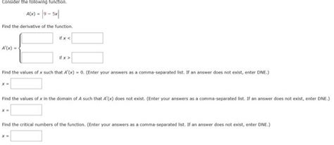 solved consider the following function a x ∣9−5x∣ find the