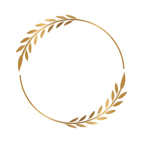 Marco De Círculo Dorado Con Diseño De Adorno De Hojas De Lujo PNG
