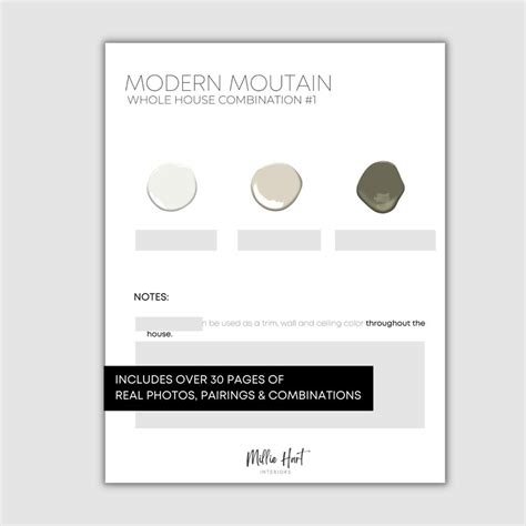 Modern Mountain Benjamin Moore Paint Palette Modern Neutral Etsy