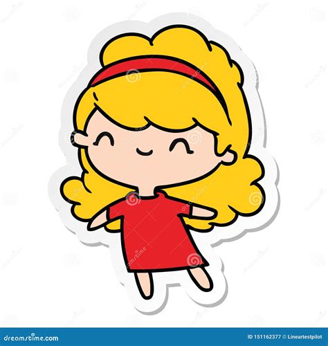Dibujo De Una Chica Kawaii Creativa Con Una Banda En La Cabeza