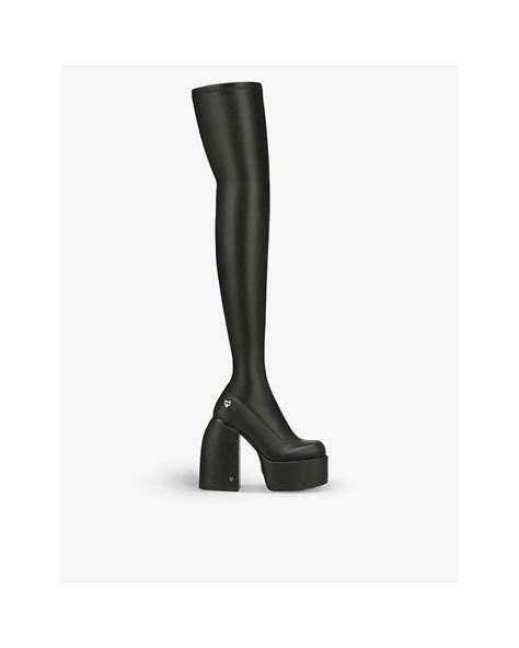 Naked Wolfe Juicy Faux Leather Thigh High Heeled Boots In Black Lyst