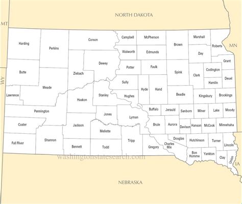 South Dakota County Map With Towns