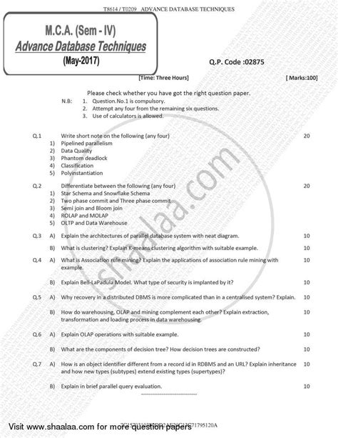 advance database techniques 2016 2017 master of computer applications idol correspondence