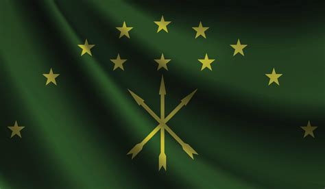 Adygea Flag Waving Background For Patriotic And National Design