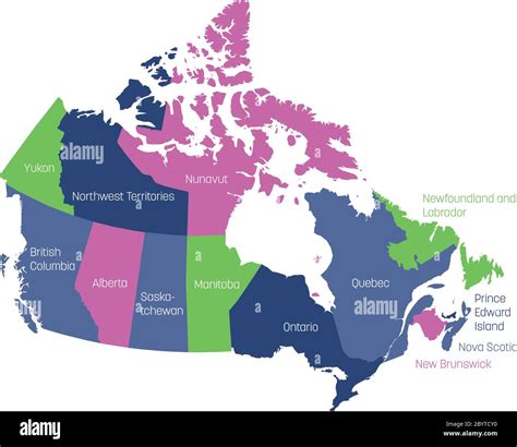 Mapa de Canadá dividido en 10 provincias y 3 territorios Regiones